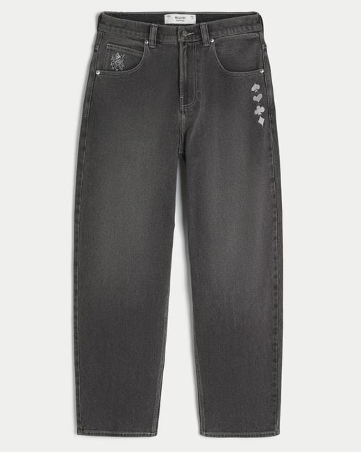 Hollister Washed Black Playing Card Joker Graphic Skater Baggy Jeans in ...