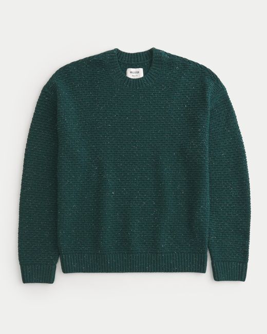 Hollister Boxy Cable knit Crew Sweater in Green for Men Lyst UK