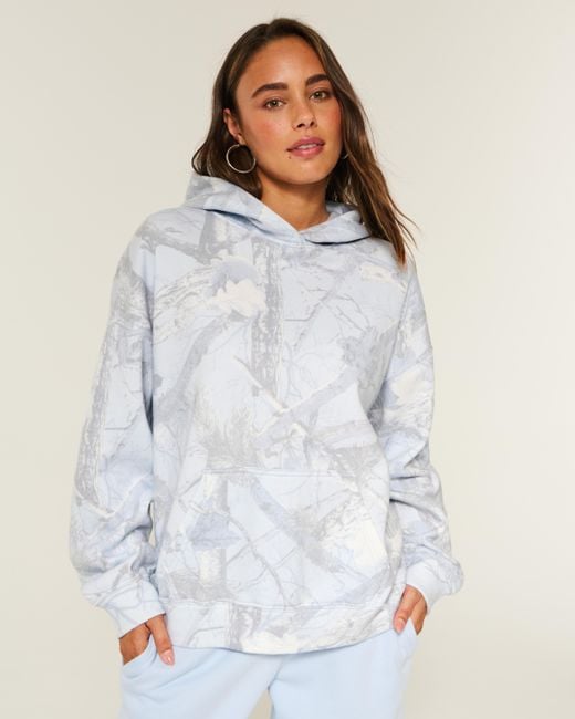 Hollister Oversized Zip-up Camo Hoodie in Blue | Lyst UK