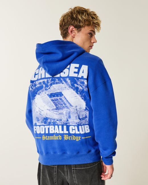 Hollister Boxy Chelsea Fc Graphic Hoodie in Blue for Men | Lyst UK