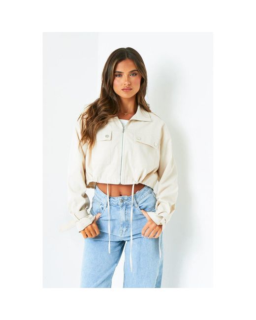 Missy Empire Oversized Cropped Trench Jacket in White | Lyst UK