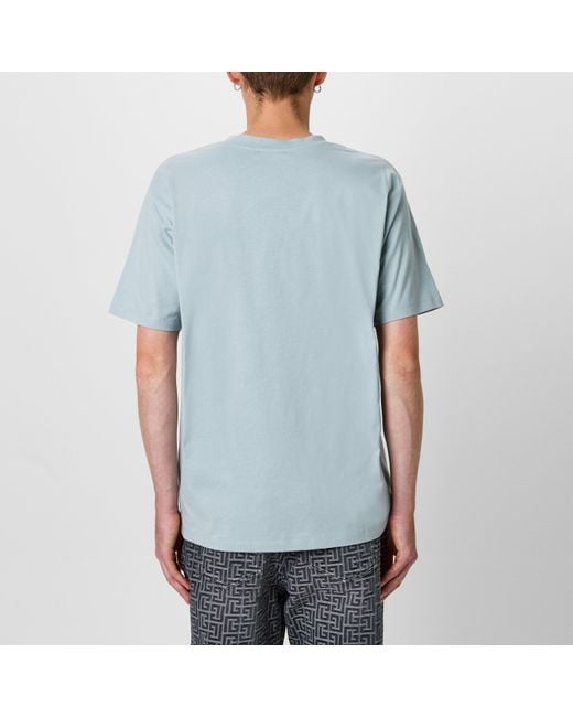 Balmain Paris Print Logo Cotton T-Shirt in Blue for Men | Lyst UK