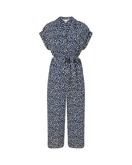 Yumi' Animal Print Culotte Jumpsuit in Blue | Lyst UK