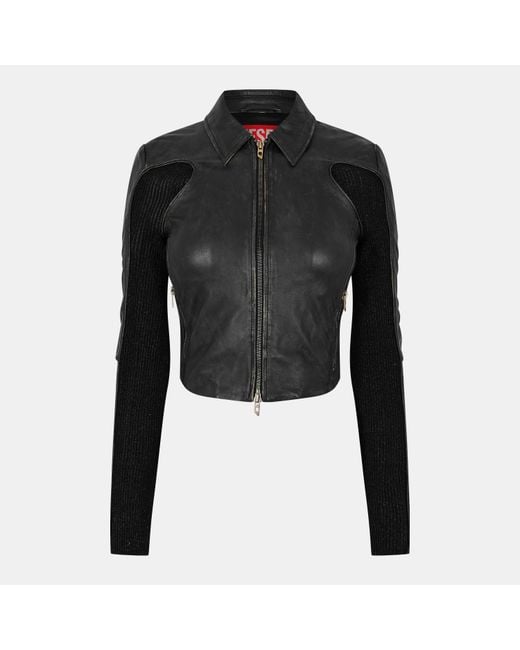 DIESEL Totem Leather Jacket in Black | Lyst UK