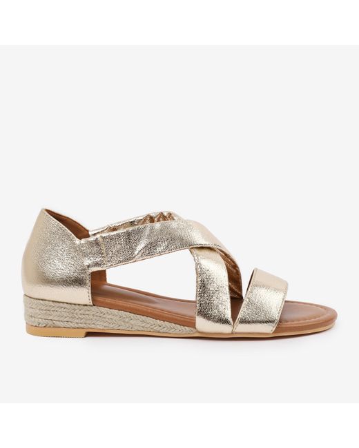 Where's That From Wide-Fit Mettalic Hummingbird Low Wedge Shoes in ...