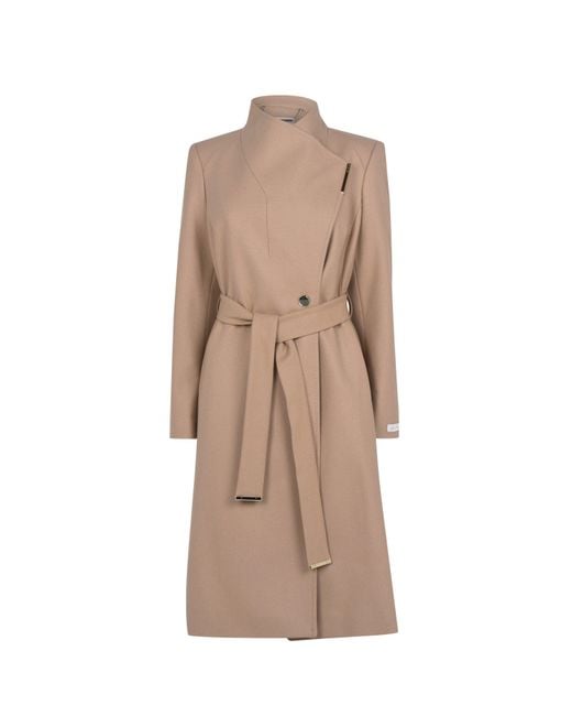 Ted Baker Rose Belted Midi Coat in Natural | Lyst UK
