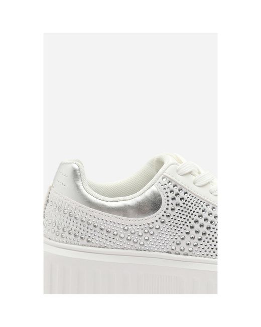 Where's That From Lace Up Trainer With Diamante Pattern And Chunky Sole ...