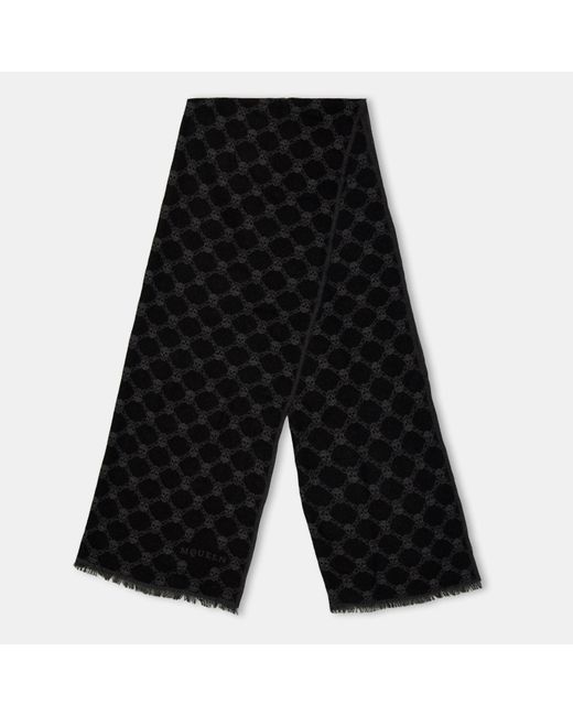 McQueen Alex Chain Skull Lightweight Scarf in Black | Lyst UK