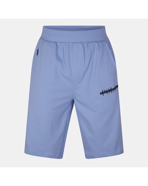 Polo Ralph Lauren Block Logo Fleece Jogger Shorts in Blue for Men | Lyst UK