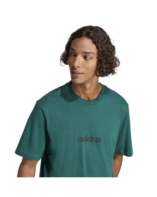 adidas Essentials Single Jersey Logo T-Shirt in Green for Men | Lyst UK