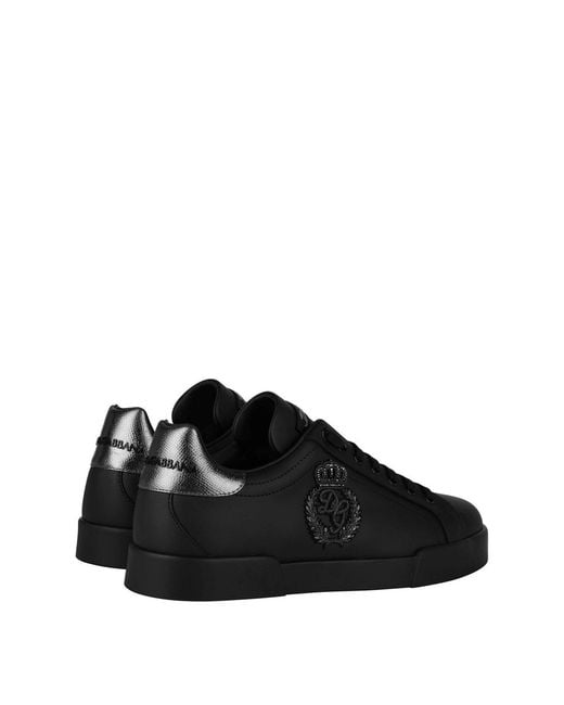 Dolce & Gabbana Crown Leather Portofino Trainers in Black for Men | Lyst UK