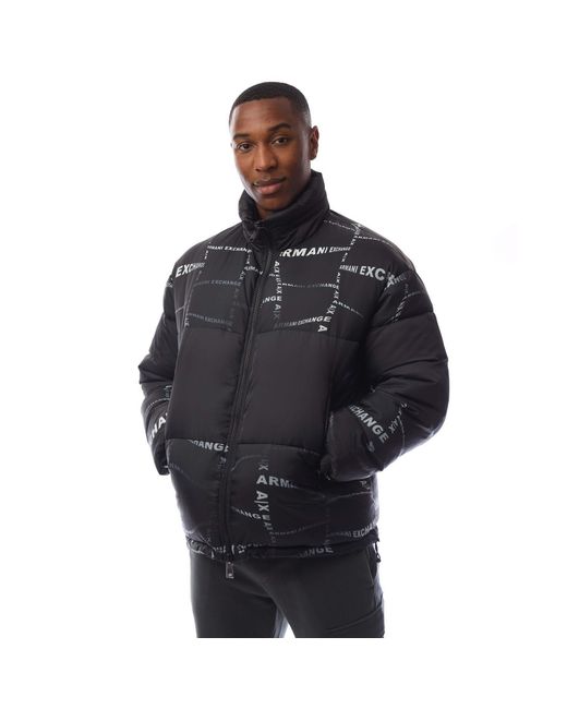 ARMANI EXCHANGE Puffer Jacket in Black for Men | Lyst UK