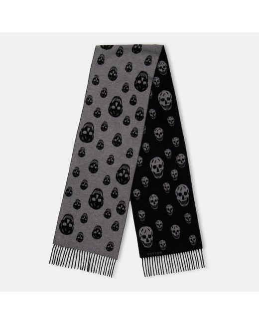 McQueen Alex Classic Skull Lightweight Scarves in Black | Lyst UK