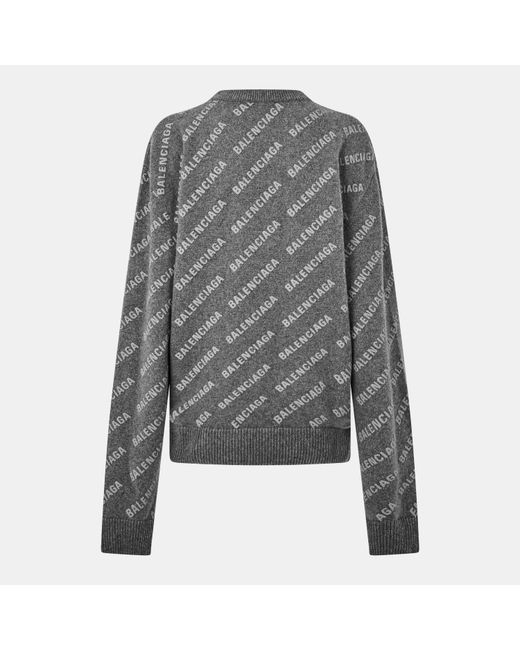 Balenciaga Mini All-Over Logo Sweater in Grey | Lyst UK
