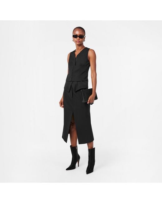 McQueen Alex Kick Back Midi Skirt in Black | Lyst UK