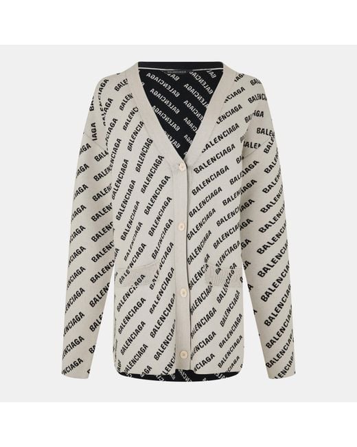 Balenciaga Scrolling Logo Cardigan | Lyst UK