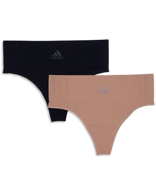 adidas Active Seamless Micro Stretch Thong 2P in Black | Lyst UK