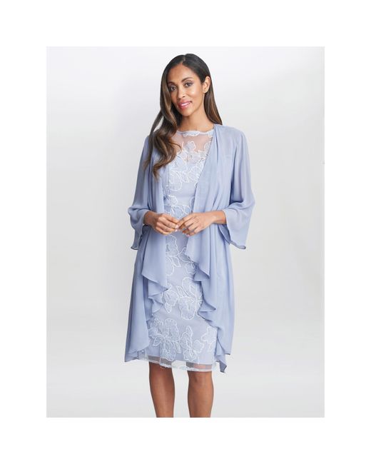 Gina Bacconi Elia Embroidered Dress And Jacket in Blue | Lyst UK