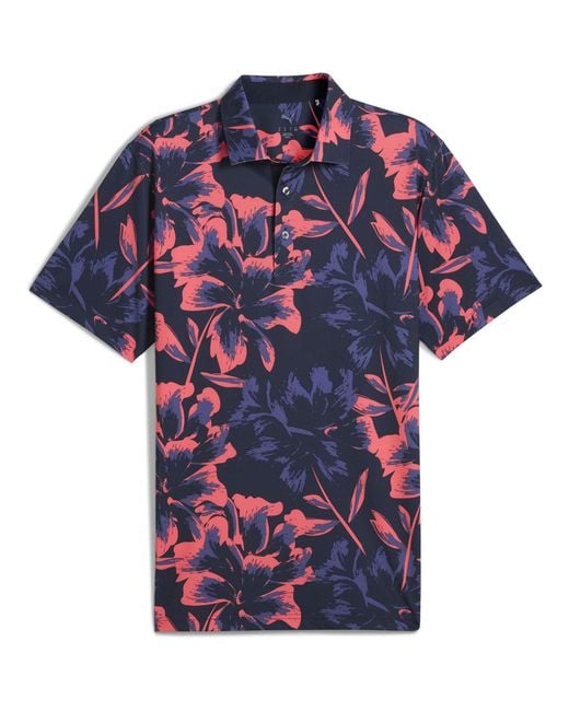 PUMA Flower Polo in Blue for Men | Lyst UK