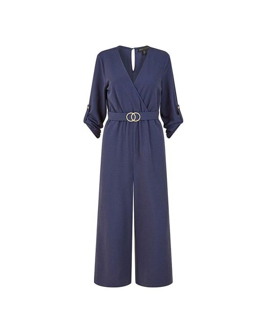 Mela London Wrap Over Stretch Jumpsuit in Blue | Lyst UK