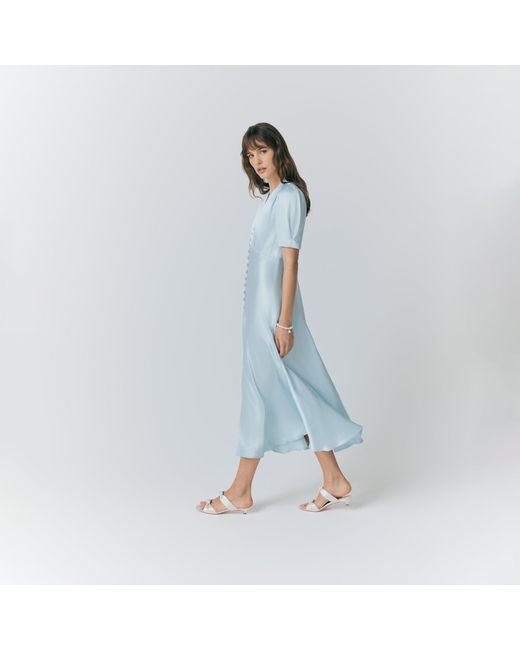 Ghost Madison Satin Tea Dress in Blue | Lyst UK