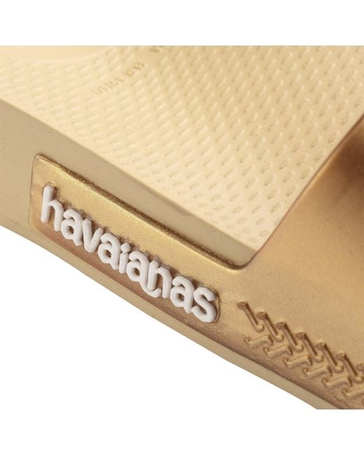 Havaianas Hav. Slide Classic Metallic Crocus Flip Flops in Natural ...