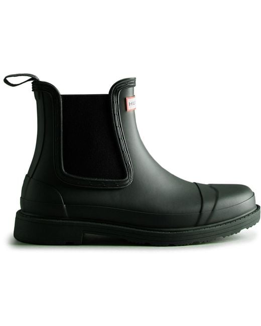 HUNTER Comando Chelsea Wellies in Black | Lyst UK