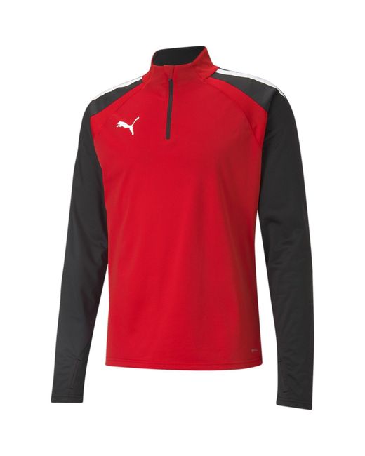 PUMA Teamliga Quarter Zip Top Fleece in Red for Men | Lyst UK