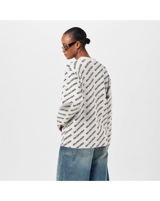 Balenciaga Logo Jacquard Print Cardigan in White | Lyst UK