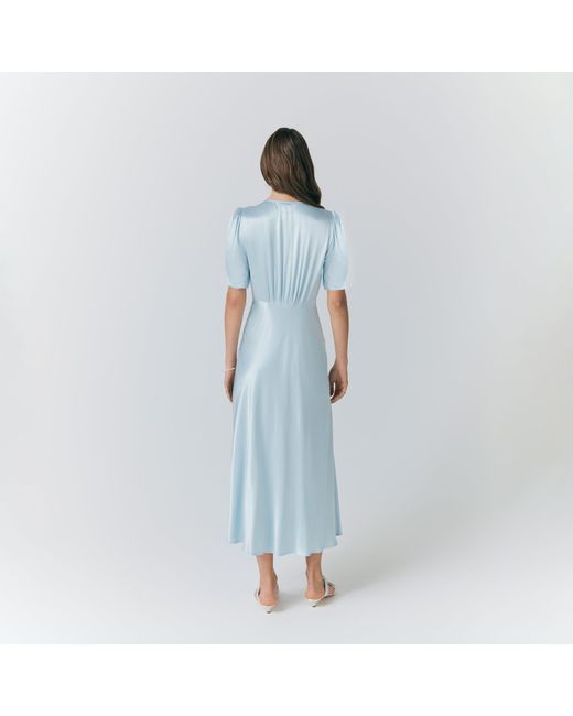 Ghost Madison Satin Tea Dress in Blue | Lyst UK