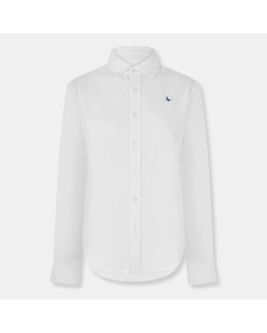 Jack Wills Classic Twill Long Sleeve Plain Shirt in White | Lyst UK