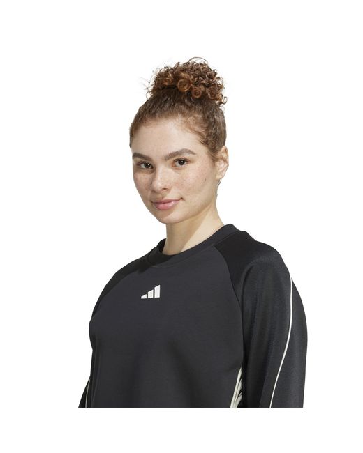 adidas Stadium 3-Stripes Crewneck Sweatshirt in Black | Lyst UK