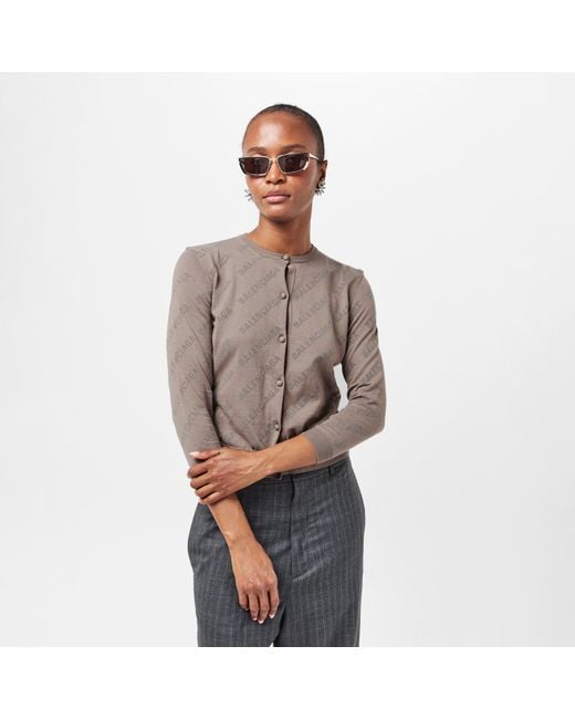 Balenciaga Cardigan in Brown | Lyst UK