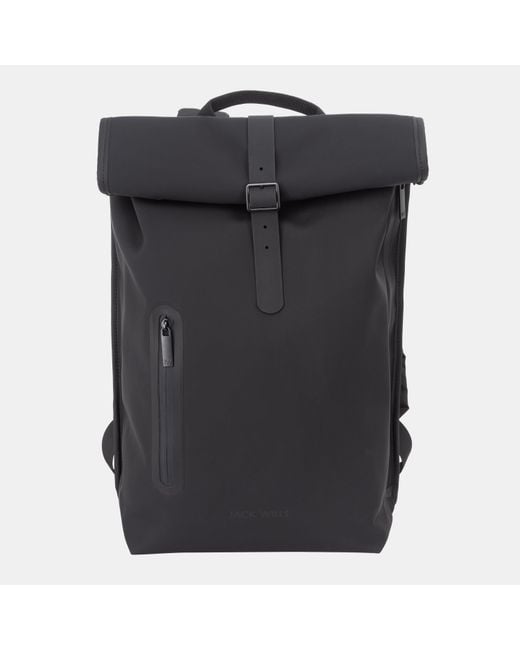 Jack Wills Roll Top Backpack in Black | Lyst UK