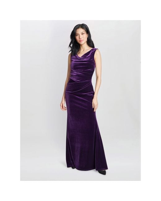 Gina Bacconi Selena Velvet Ball Gown in Purple | Lyst UK