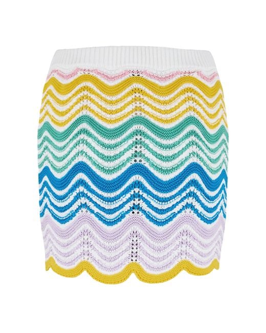 CASABLANCA Wave Crochet Mini Skirt in Blue | Lyst UK