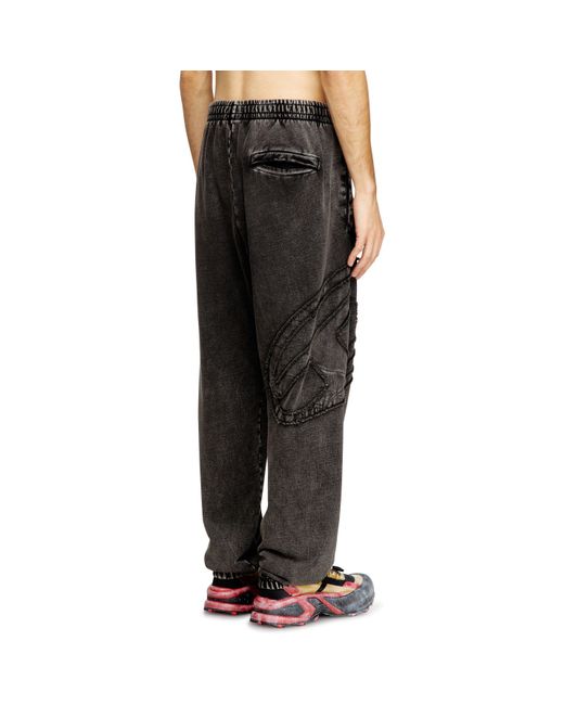 DIESEL Closed Hem Fleece Joggers in Black for Men | Lyst UK