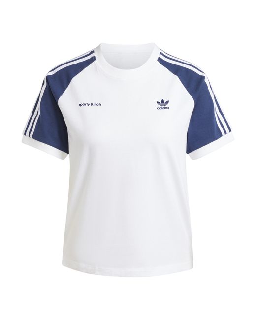 adidas Originals Sporty And Rich Logo Tee in White | Lyst UK