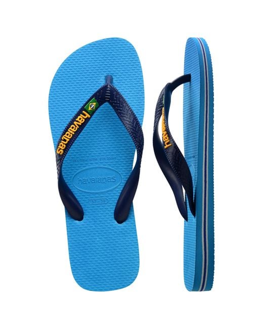 Havaianas Hav. Brasil Logo Ruby/Ruby Flip Flops in Blue | Lyst UK