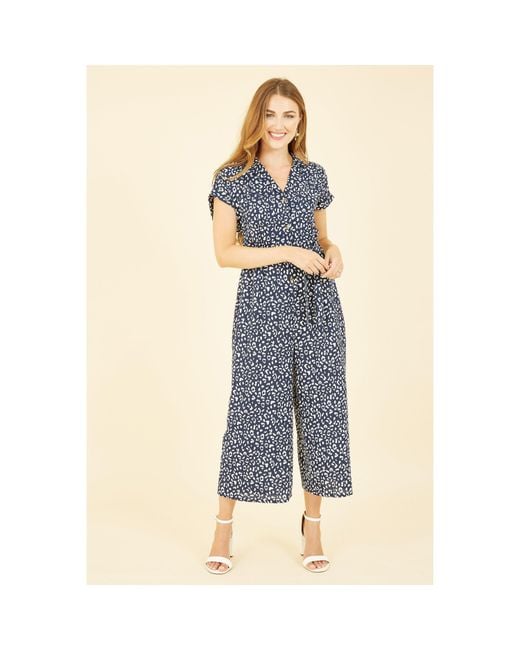 Yumi' Animal Print Culotte Jumpsuit in Blue | Lyst UK