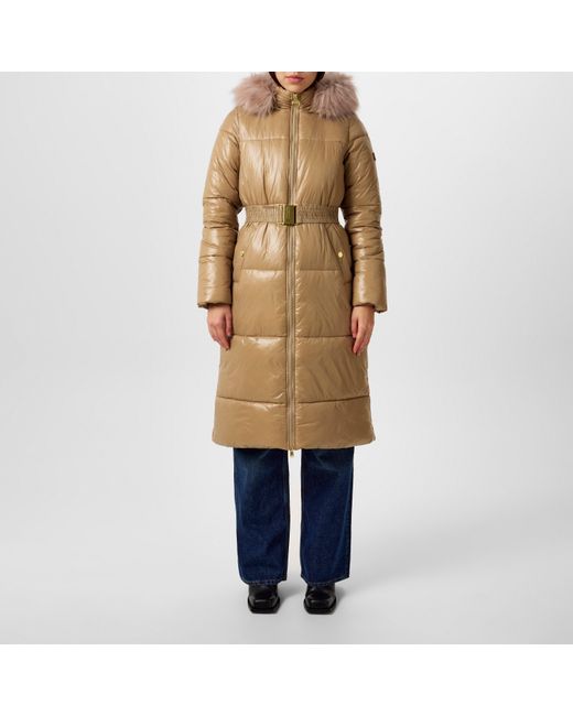 Barbour Saskia Long Puffer Jacket in Natural | Lyst UK