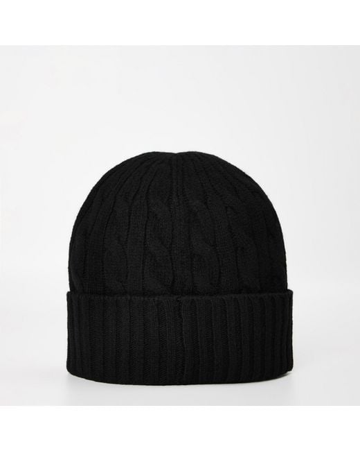 Polo Ralph Lauren Cable Knit Merino Wool-Blend Beanie in Black for Men ...