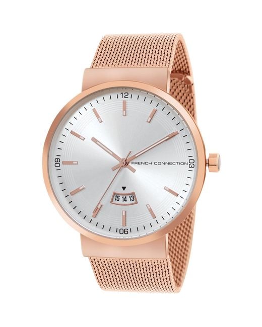 French Connection Jake 42Mm Stainless Steel Mesh Analogue Quartz Watch ...
