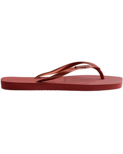 Havaianas Hav. Square Logo Metallic Rose Flip Flops in Red | Lyst UK