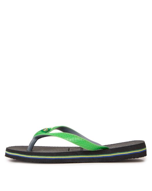 Havaianas Brasil Mix Leaf Marine Flip Flops in Green | Lyst UK