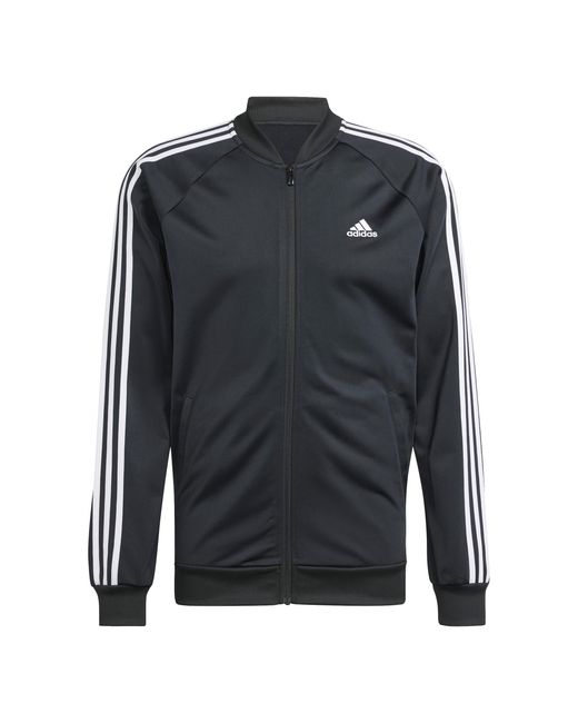 adidas Essentials Woven 3-Stripes Track Jacket in Black for Men | Lyst UK