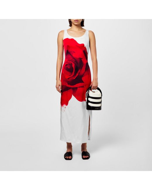 McQueen Bleeding Rose Pencil Dress in Red | Lyst UK