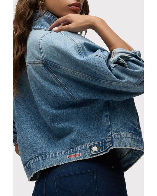 Hudson Jeans Oversized Union Jack Denim Jacket in Blue | Lyst