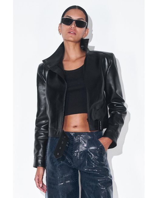 Hudson Jeans Sarah Jane Leather Jacket in Blue | Lyst