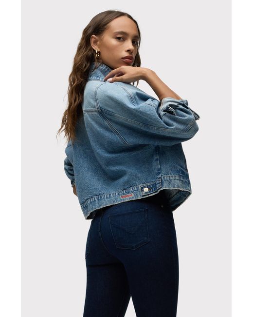 Hudson Jeans Oversized Union Jack Denim Jacket in Blue | Lyst
